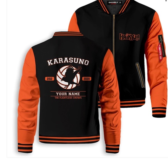 haikyu | Jackets & Coats | Haiyku Japanese Manga Karasuno Bomber Jacket ...